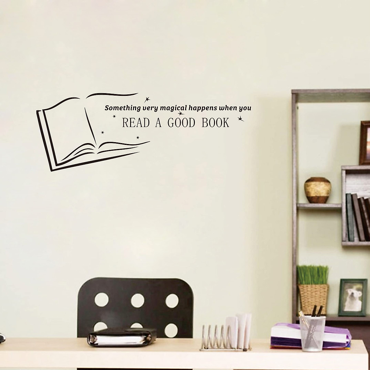 Art Vinyl Sticker for Kids Room Wall Decal Read A Good Book Inspirational Quotes Vinyl Wall Stickers Home School Library Decoration Wall Art Decals AY1862 (Black, 42X114CM)