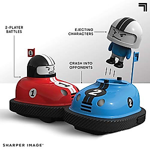 Sharper Image Road Rage RC Speed Bumper Cars, Mini Remote Controlled Ejector Vehicles, 2 Player Head to Head Battle, Crash into Opponents, 2.4 GHz, Red and Blue, Ages 6 and Up