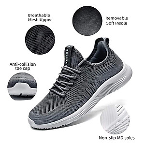 Lamincoa Men's Tennis Shoes Slip On Lightweight Athletic Fashion Casual Sneakers for Walking Running Gym Fitness Gray US 9.5