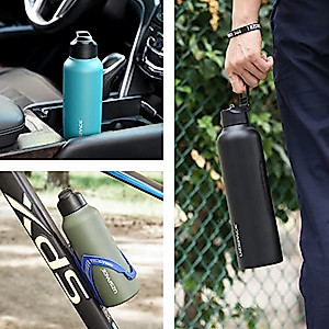 UZSPACE Insulated Water Bottle 17oz 25oz Stainless Steel Water Bottles for School Kids Adults, Double Wall Keep Cold & Hot Reusable Metal Water Bottle With Straw (Cyan,17oz)