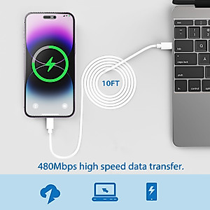 iPhone Charger, 2 Pack 20W PD USB C Wall Fast Charger Adapter with 2 Pack 10FT Long Type C to Lightning Cable Compatible with iPhone 14 13 12 11 Pro Max XR XS X,iPad