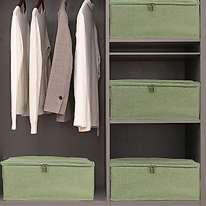 Natheeph Cube Storage Bins with Zipper Lid Foldable Storage Box with Handles Cotton Linen Closet Organizers and Storage Baskets for Clothes Toys (S)