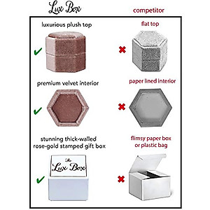 Beatrix & Luca The Lux Box: Antique Velvet Ring Box | Proposal | Wedding | Engagement | Photography | Hexagon | Rectangle | Single Double or Triple Slots | Jewelry (Sedona Copper Hexagon Single)