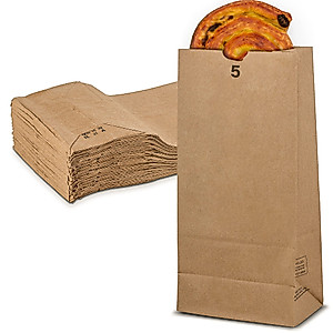 MT Products Brown Paper Bags 5 lb. - Kraft Paper Bakery and Grocery - Pack of 100