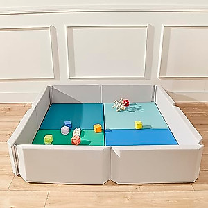 ECR4Kids SoftZone Play Patch Toy Bins, Beginner Playset, Light Grey, 2-Pack