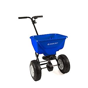 EarthWay Polar Tech 65 LB (29 KG) Professional Ice Melt Broadcast Walk Behind Spreader with 13" Pneumatic Tires, Adjustable Handle, and Solid Linkage Control