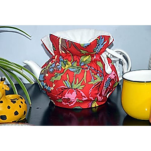 Marusthali Tea Pots Cozy-Kettle Cover for Teapots Keep Warm Tea Pot Dust Cover Home Kitchen Décor 5.9" X 7.8" (Red)