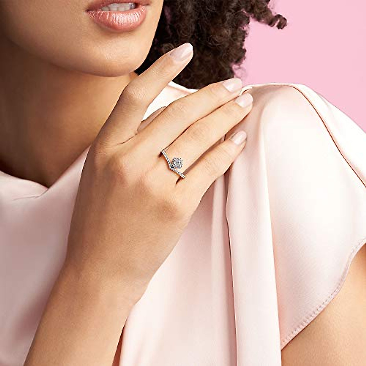 Pandora Jewelry Square Sparkle Wishbone Cubic Zirconia Ring in Sterling Silver, Size 6