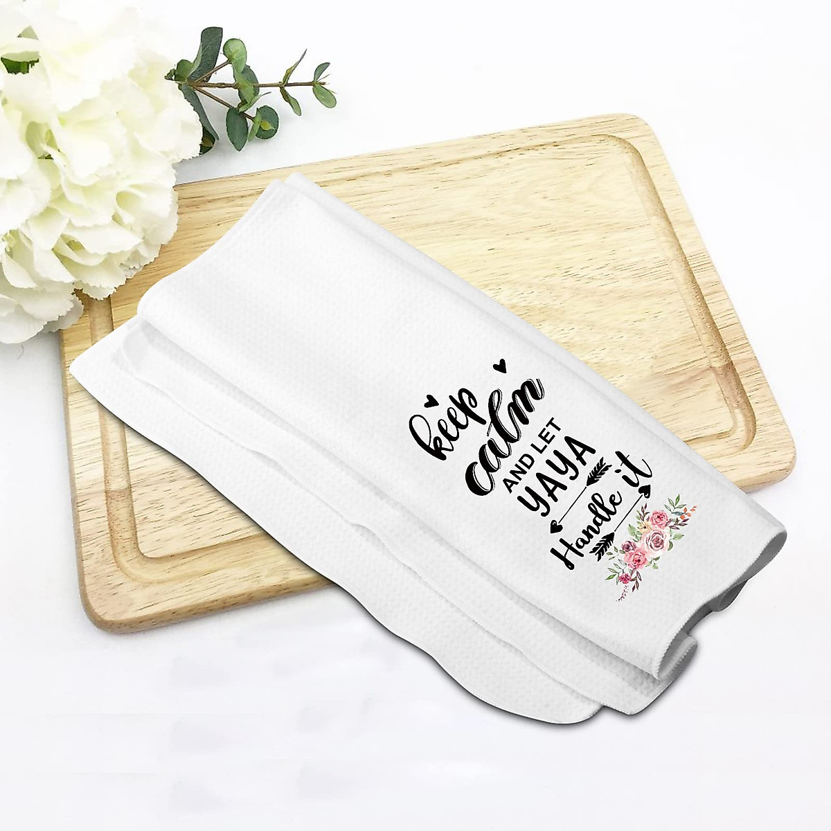 PXTIDY Yaya Kitchen Towel Yaya Gifts Keep Calm and Let Yaya Handle It Flour Sack Towel Kitchen Dish Towel Sweet Housewarming Gifts