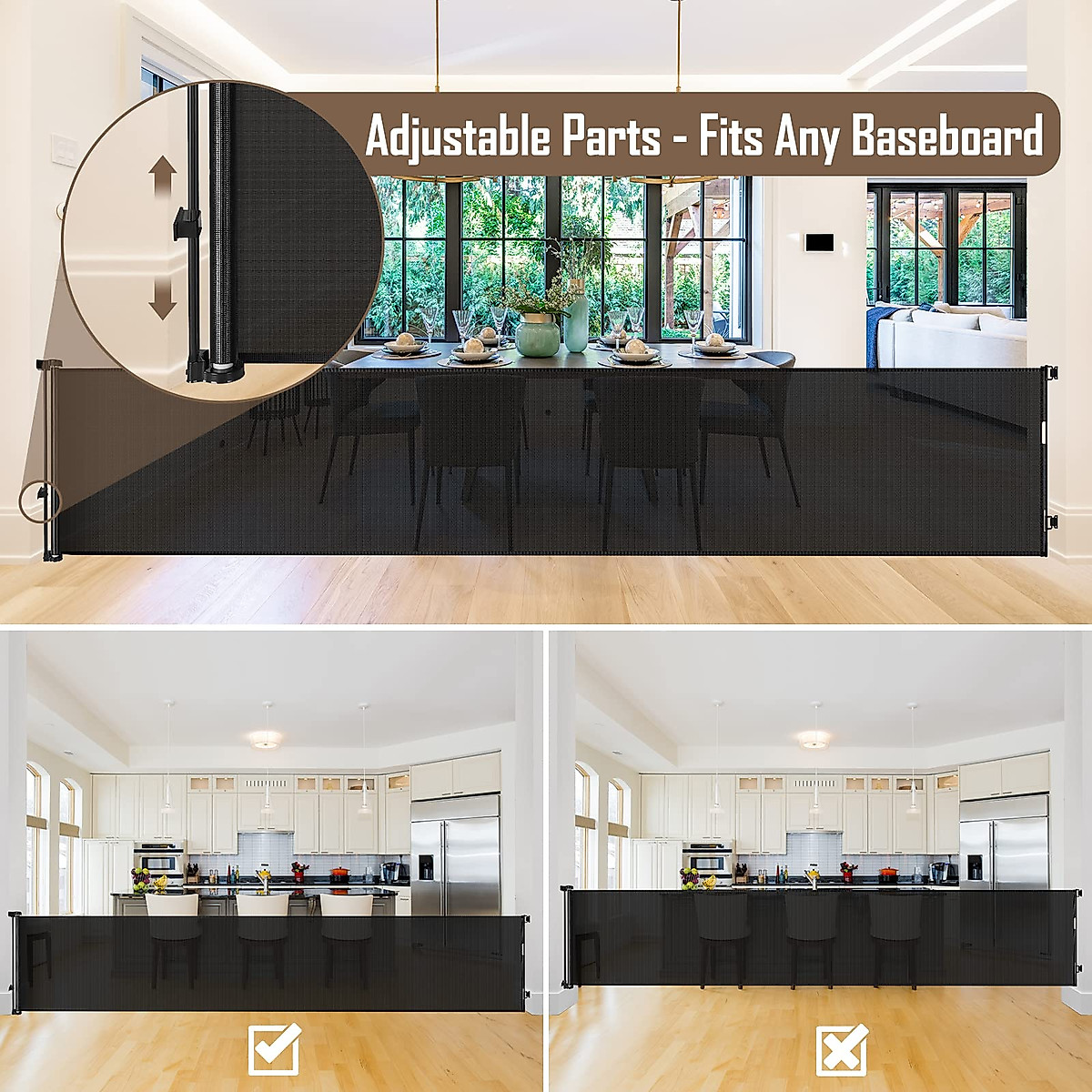 178 Inch Baby Gates Extra Wide Retractable Baby Gate Outdoor Pet Gates for Dogs Indoor Retractable Gate for Super Wide Openings Large Dog Gate Retractable Dog Gate Adjustable Baby Gates for Doorways