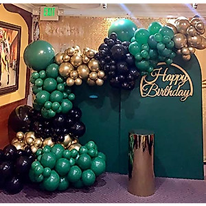 Enanal 147pcs Green Gold Balloon Garland Arch Kit, Dark Green Black and Chrome Gold Latex Balloons with BoBo Balloons for Birthday Wedding Anniversary Graduation Party Decorations (Green)