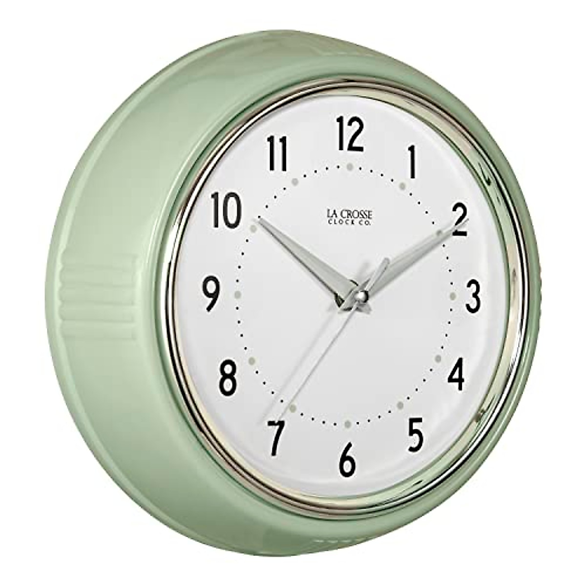La Crosse Clock 9.5-inch Retro Diner Pistachio Green Quartz Wall Clock - 404-3024PH
