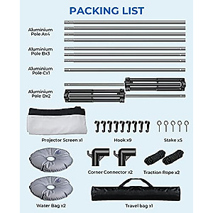 MOOKA Projector Screen with Stand-120 inch, Portable Indoor Outdoor Projector Screen Fordable, 16:9 4K HD Wrinkle-Free Outdoor Movie Screen with Carry Bag, Front Rear Video Projection Screen for Movie