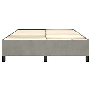 vidaXL Box Spring Bed Frame Home Indoor Bed Accessory Bedroom Upholstered Double Bed Base Furniture Light Gray 53.9"x74.8" Full Velvet