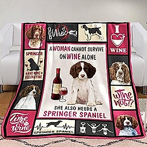 A Woman Cannot Survive On Alone She Also Need A Springer Spaniel Blanket Gift For Dog Lovers Birthday Gift Home Decor Bedding Couch Sofa Soft and Comfy Cozy