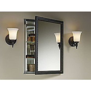 KOHLER K-2967-BR1 20 inch x 26 inch Aluminum Bathroom Medicine Cabinet with Oil-Rubbed Bronze Framed Mirror Door; Recess or Surface Mount