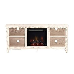 Walker Edison Wren Classic White Wash TV Console for 65 + Inch Television Fireplace Entertainment Center, 58 Inch
