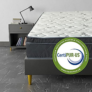 Mayton Queen Zero Pressure Quilted EuroTop 12" Hybrid Mattress with Pocket Spring for Medium Firm Comfort and Strong Edge Support, Black