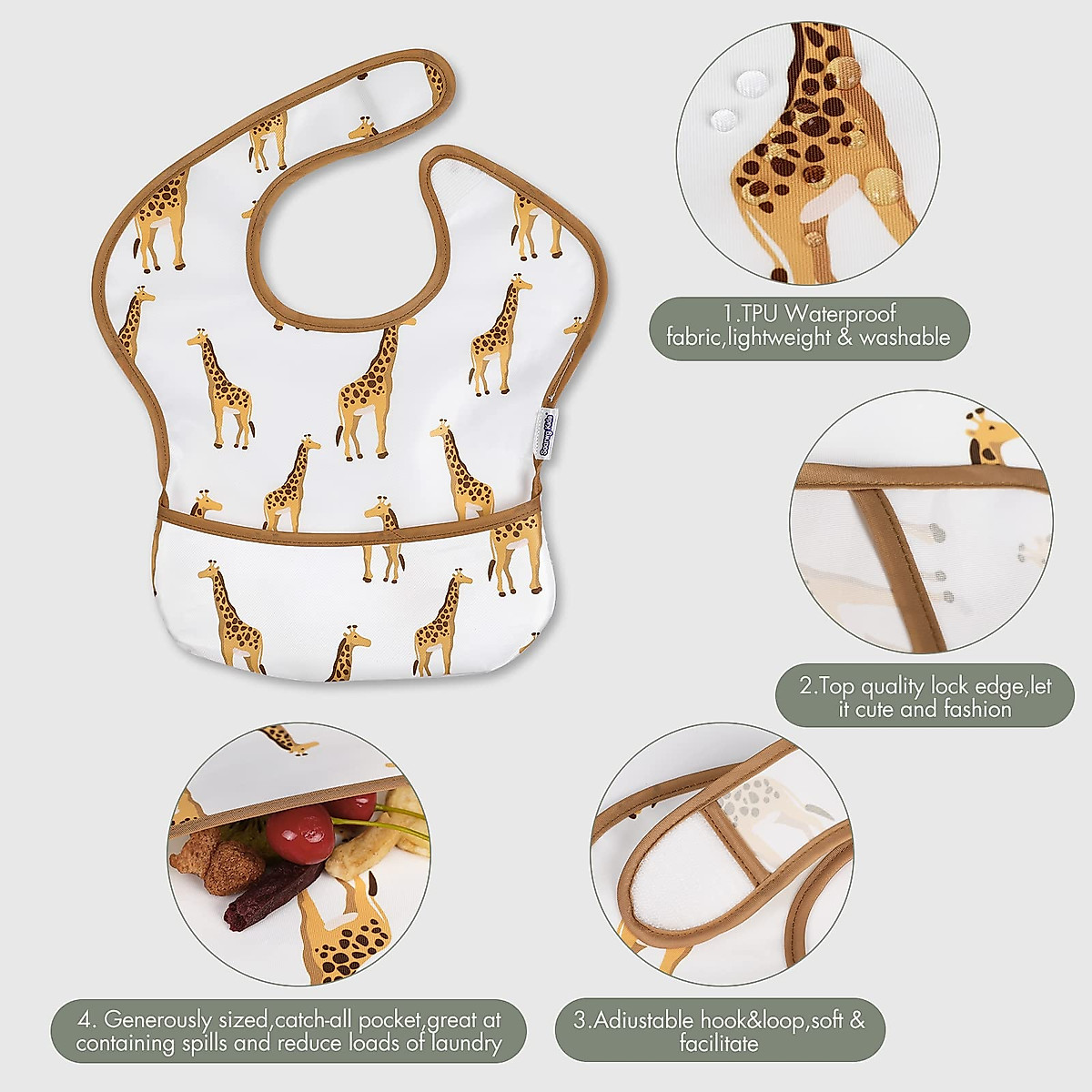 Soarwg Kids Bibs, Baby Bibs, Baby Bibs for Boy and Girl, Great Travel Baby Bibs for Eating, Mess Proof Bibs for Baby Unisex, Toddler Feeding Bibs, 5 Pack