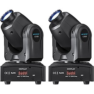 BETOPPER DJ Moving Head Lights Strobe Spot LED Stage Light 8 GOBO 8 Colors 9/11 Channel Lighting DMX-512 Sound Activated for Party,Dance,Church Event,Mobile DJ,Bars,Gigs,Disco etc.(2 Packs)