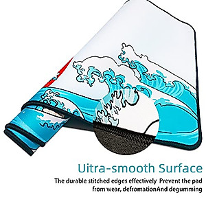 Womier Large Mouse Pad, Coral Sea Gaming Mouse Pad, Waterproof Big Desk Pads 27.6 x 11.8 Inches, Non-Slip Rubber Table Mat for Office Laptop PC Gamer, Kanagawa Surfing MousePads