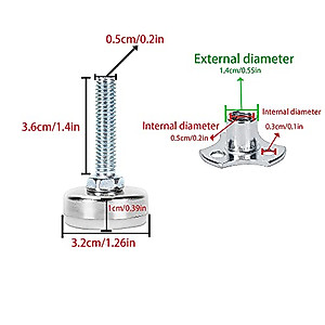HanKun Adjustable Furniture Leveling Feet Furniture Leveler Tee Nut Kit 3/8-16 Inch Thread Size, Heavy Duty Furniture Legs for Cabinets or Tables to Adjust Height of Legs(Set of 4)