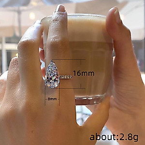 CHWLNJN 18K Gold-Plated Shiny Teardrop Diamond Ring Exquisite Princess Pear-Shaped Halo Cubic Zirconia Ring CZ Diamond Women's Ring Eternal Engagement Wedding Ring (6)
