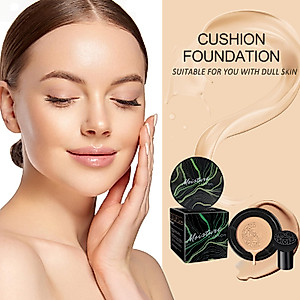 Mushroom Head Air Cushion CC Cream - BB Cream Foundation Makeup, Long-Lasting Makeup Even Skin Tone, Concealer Moisturizing Oil Control Waterproof, Makeup Base Primer for All Skin Types(Natural)