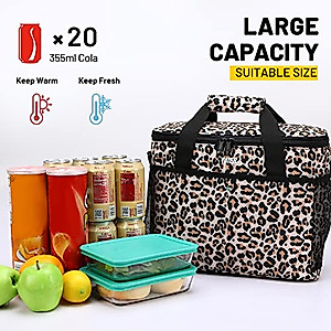 MIER 18L Large Soft Cooler Insulated Picnic Bag for Grocery, Camping, Car, Leopard