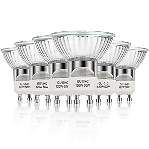 iMama Dimmable GU10 Halogen Bulbs 50W 120V, 6-Pack MR16 Glass Covered Warm White Light Bulbs for Track & Recessed Lighting, Long Lasting Lifespan, Ideal for Candle Warmer Lamps