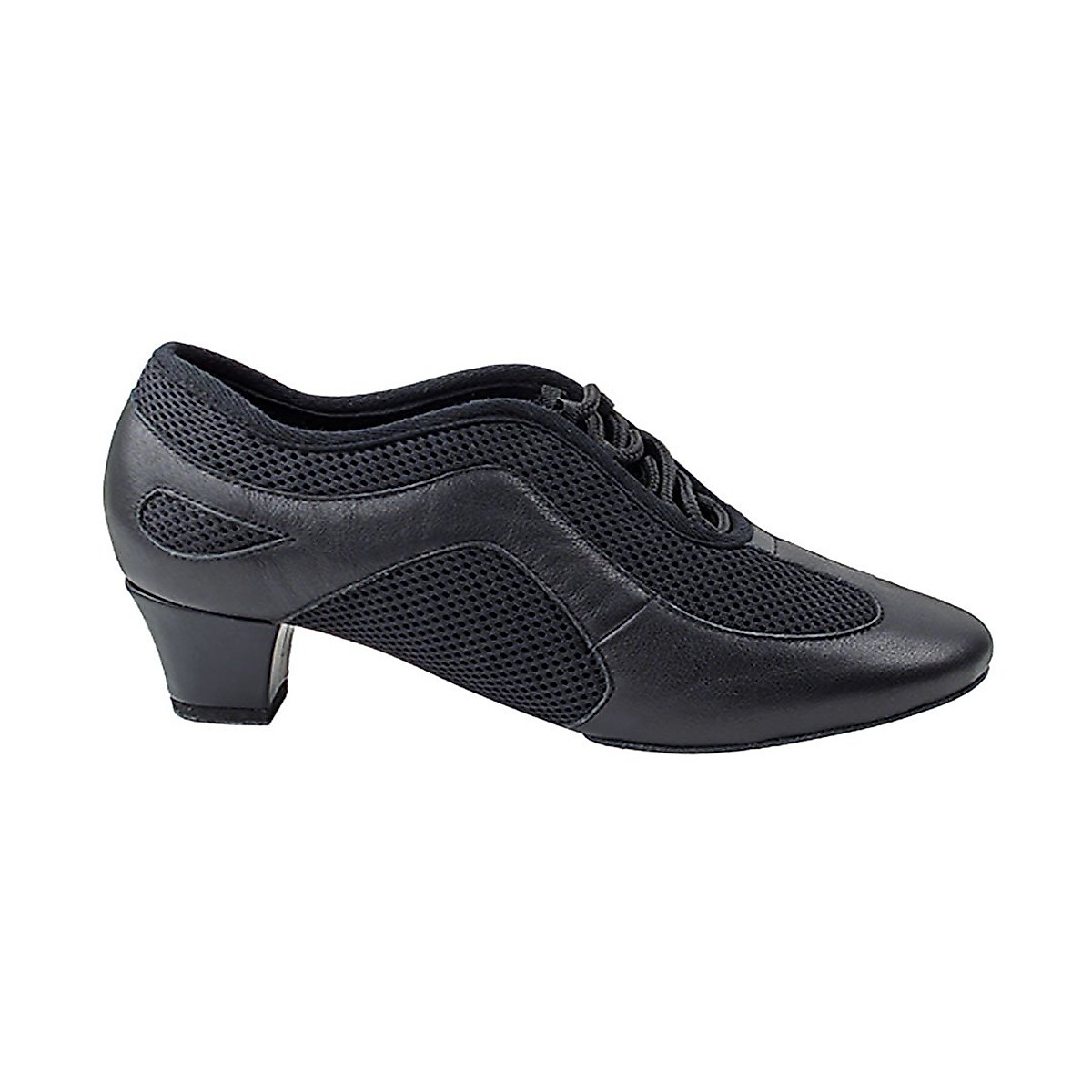 Very Fine Dance Shoes - Ladies Practice, Cuban Low Heel, Waltz Ballroom Dance Shoes - SERA702BBX - 1.5-inch Heel and Foldable Brush Bundle - Black Leather - 9