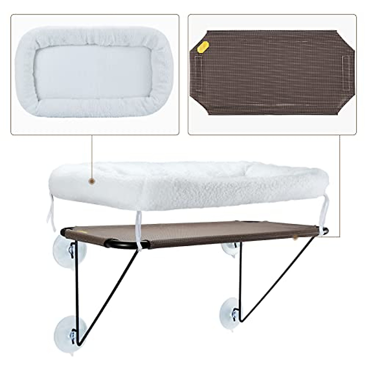 LSAIFATER Cat Window Perch with Supported Under Metal, Cat Hammock with Spacious and Comfortable Pet Bed for Kittens & Large Cats, Cat Gifts for Your Beloved Cat