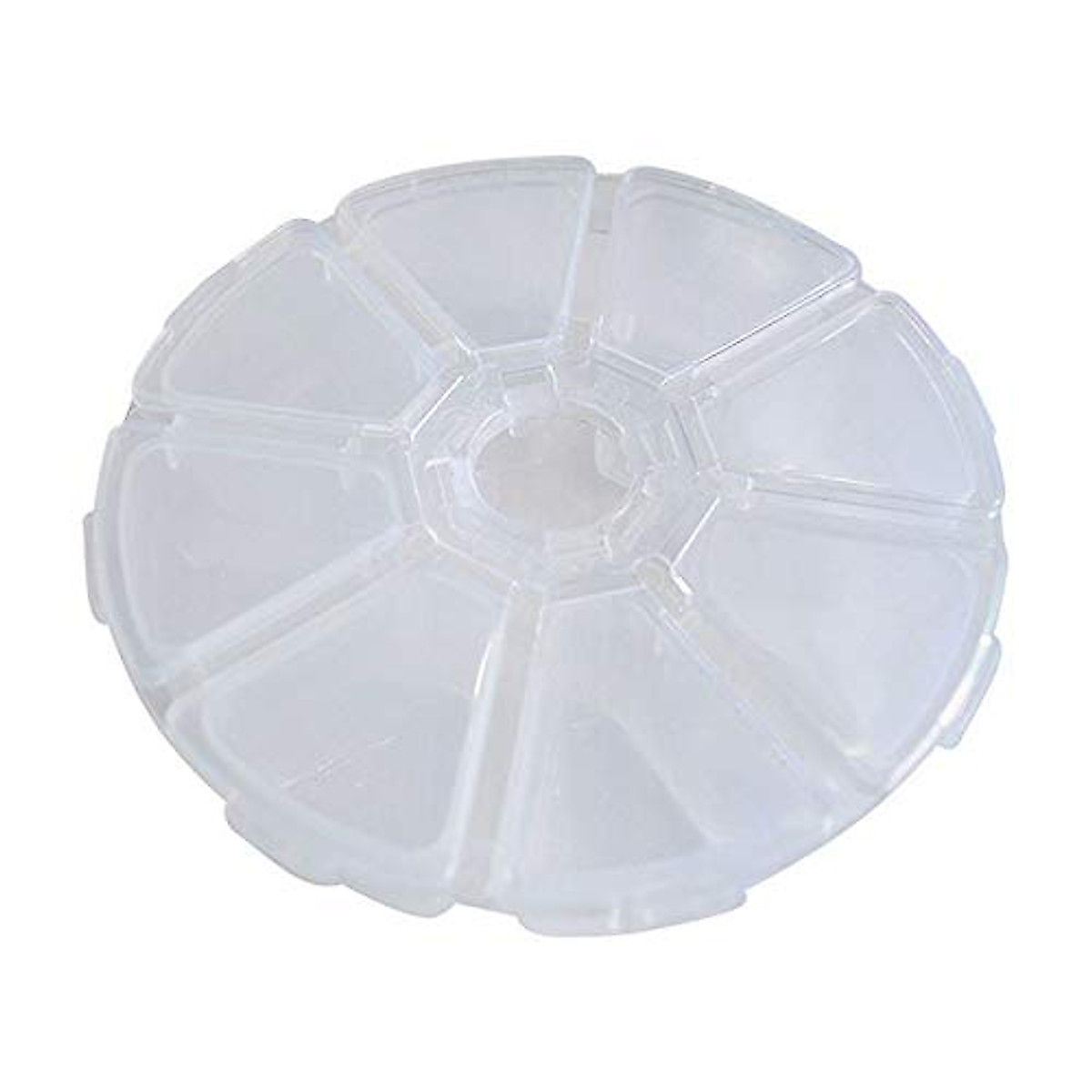 ALL in ONE 3pcs Round Clear Plastic Storage Box Bead Organizer Display Containers (10X2.5cm 8 Grids)