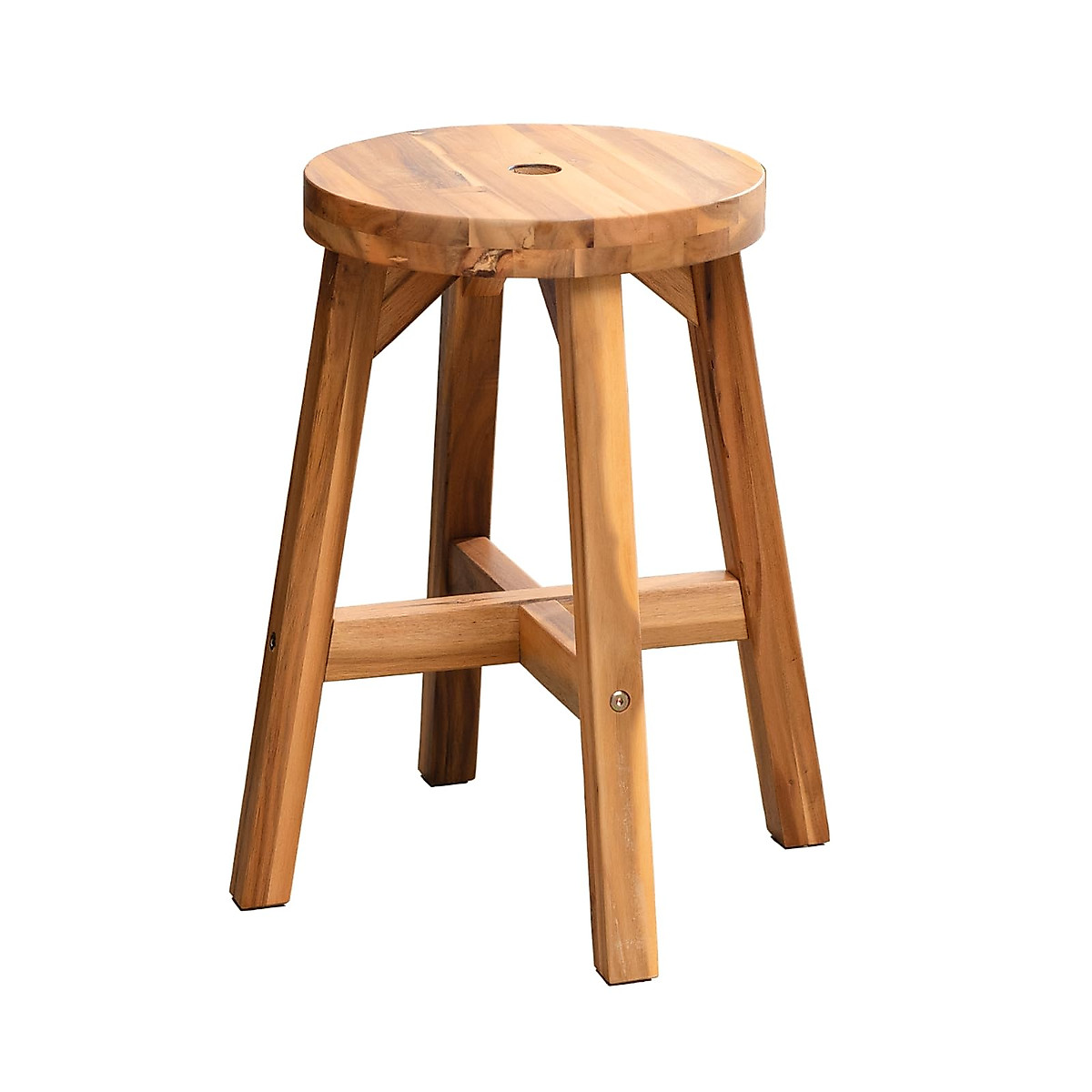Tomile Acacia Wood Stool Round Top Chairs Best Ideas End Tables for Sofas Sub-Stool for Living Room Bedside Strong Weight Capacity Upto 350 LBS, Natural Color