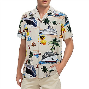 Funny Hawaiian Shirt for Men Short Sleeve Cruise Duck Button Up Shirt Mens Beach Tropical Vacation Aloha Shirt 3XL