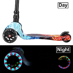 WeSkate Scooters for Kids, Foldable Scooter for Toddlers Girls & Boys, LED Lights Up 3 Wheels Scooter Adjustable Height, Lean to Steer, Great Gifts for Children Ages 3-12