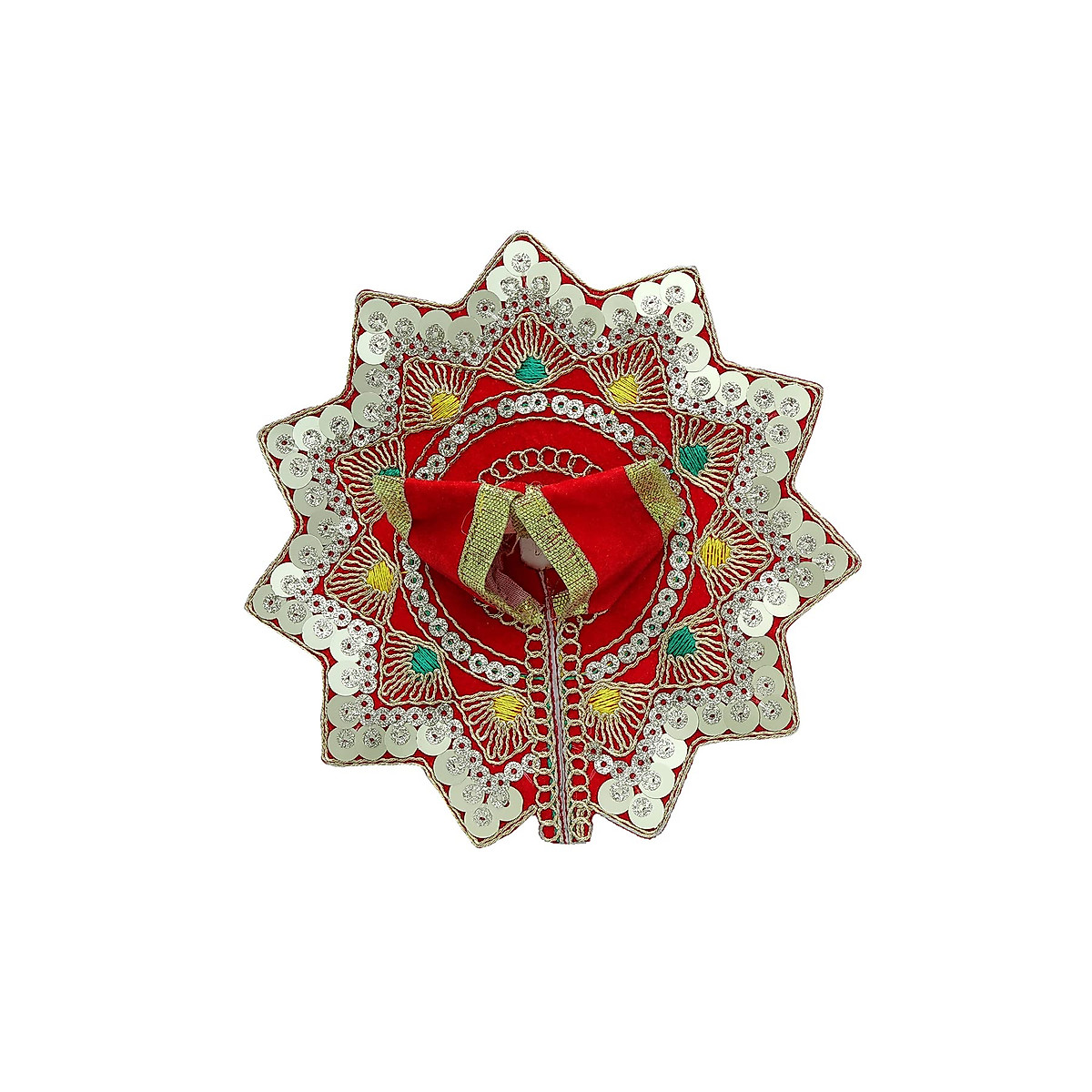 Aditri Creation Set of 2 Ladoo Laddu Gopal Dress Cloth Bhagwan Poshak of Indian God Bal Krishna Dev Vastra for Metal Idol Statue Traditional Holi Festival Decoration(Size:-1-2 No.Dia:-6")(Orange,Red)