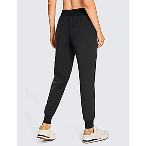 CRZ YOGA Women's Lightweight Workout Joggers 27.5" - Travel Casual Outdoor Running Athletic Track Hiking Pants with Pockets Black Medium