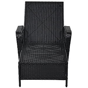 ALPTEC Outdoor Patio Pool PE Rattan Wicker Chair Wicker Sun Lounger, Adjustable backrest