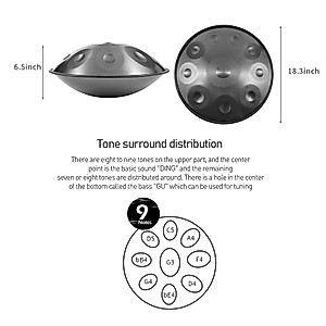 LingTing Handpan Drums Sets 18 inches D Minor Steel Hand Drum with Soft Hand Pan Bag, 2 handpan mallet,Handpan Stand,dust-free cloth (Purple,9 Notes)