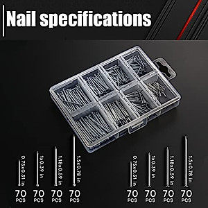 C&T 2 Piece Hammer Set,8oz Stubby Claw Hammer With Magnetic Nail Starter & 16oz Fiberglass General Purpose Claw Hammer & 560pcs Hardware Nail Assortment Kit, Soft Nonslip Handle & Heat Treated Head