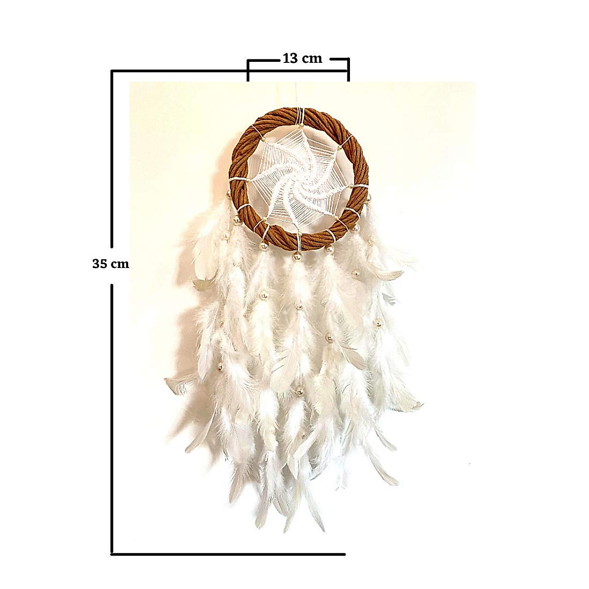 Rooh Dream Catcher ~ White Magic Wreath Dream Catcher ~ Handmade Mandala Hangings for Positivity (Can be Used as Home Décor Accents, Wall Hangings, Garden, Car, Outdoor, Bedroom)