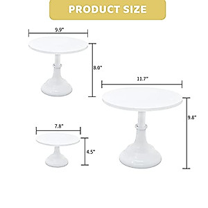 PNBO 3pcs Round Cake Stands - White Small Cake Stand Set - Cake Display Stands for Dessert Table - Cake Plate for Girl's Birthday Parties,Baby Shower,Weddings,Graduation Ceremonies,Anniversaries