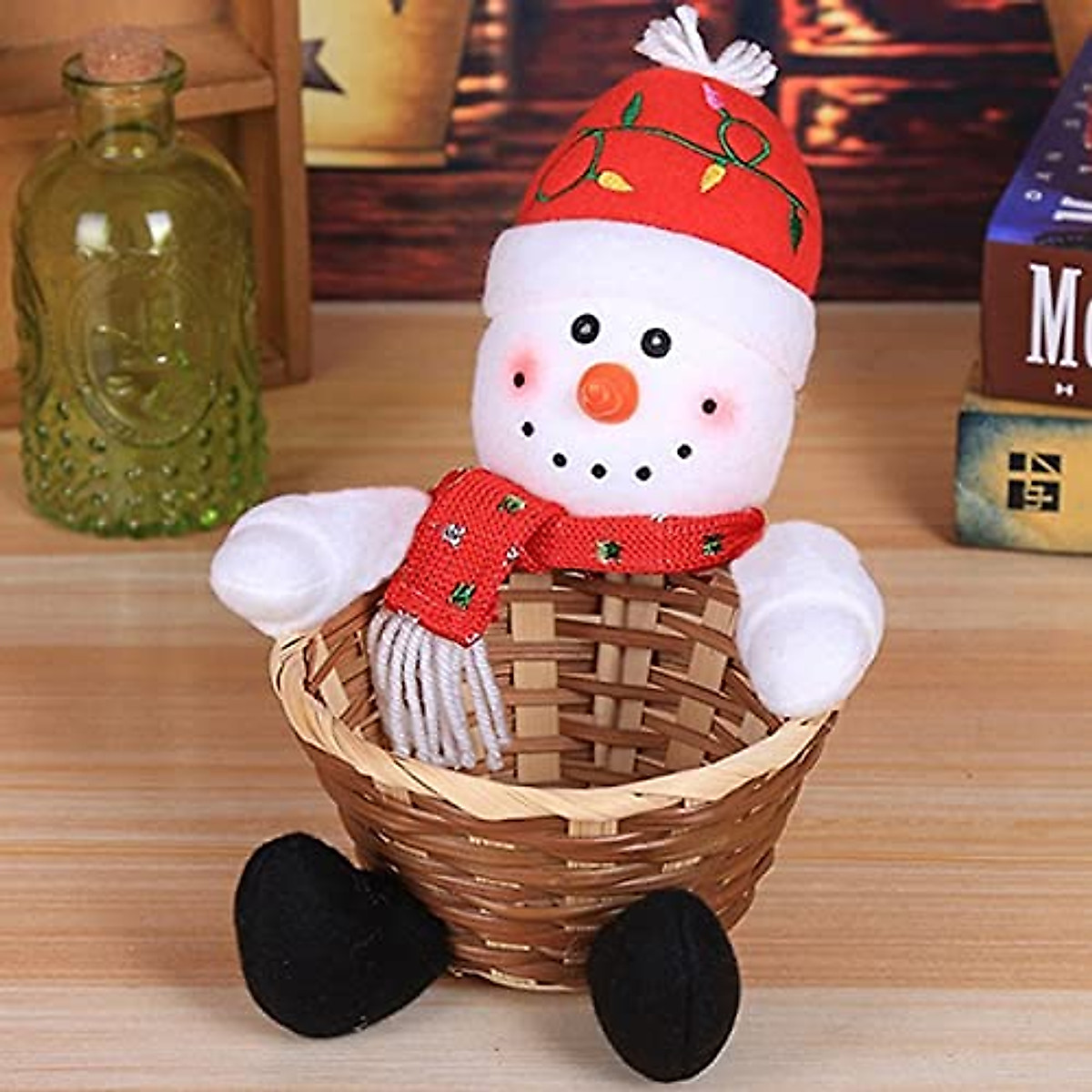 LAUPVXA Christmas Candy Dish, Christmas Basket, Christmas Candy Storage Basket, Santa Claus/Reindeer/Snowman/Gingerbread Man/Penguin for Christmas Decorations, Desktop Candy Dish-5 pcs