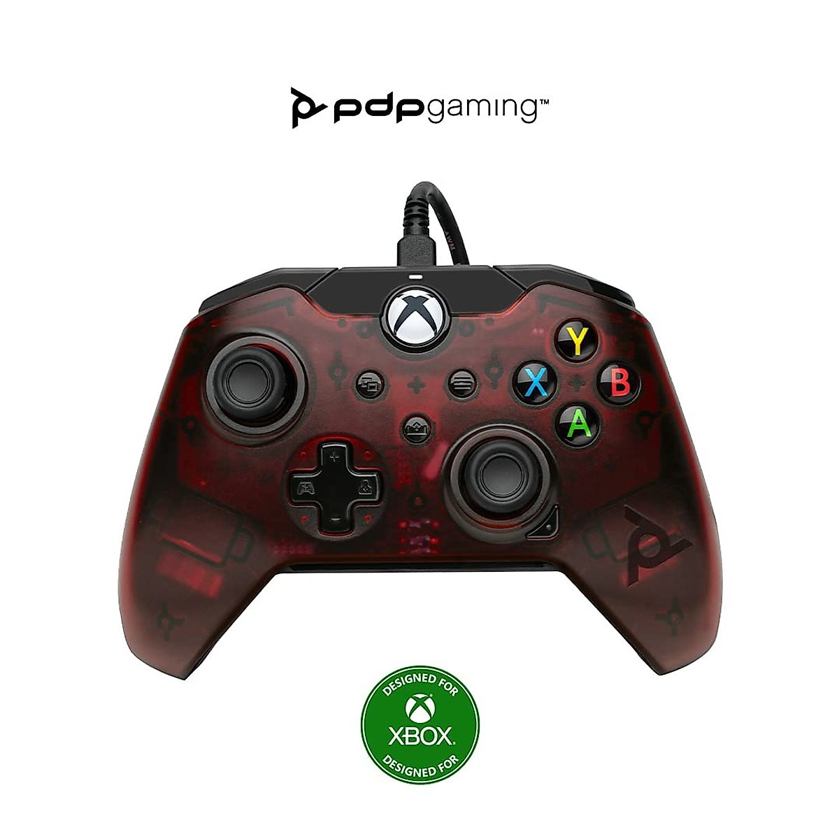 PDP Wired Game Controller - Xbox Series X|S, Xbox One, PC/Laptop Windows 10, Steam Gaming Controller - USB - Advanced Audio Controls - Dual Vibration Videogame Gamepad - Crimson Red