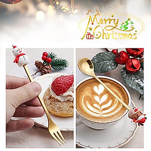 Christmas Cutlery Set, Stainless Steel Christmas Tree Tea Spoon for Home, Creative Christmas Coffee Spoons Forks Set, Christmas Dessert Spoon Ideal Gift for Kid Friend