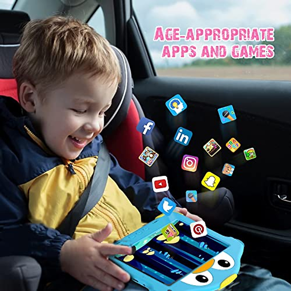 Kids Tablet 7'', Toddler Android Tablet for Kids w/ 32GB ROM, WiFi Children Tablet Dual Camera, Parental Control, Educational Games, Kid App Pre-Installed Google Playstore YouTube Netflix for Boy Girl
