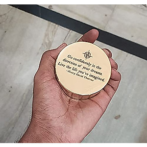 PORTHO Thoreau's Go Confidently graduation Compass with Wooden box, Inspirational graduation gifts, confirmation gifts, first communication gifts, unique gift ideas