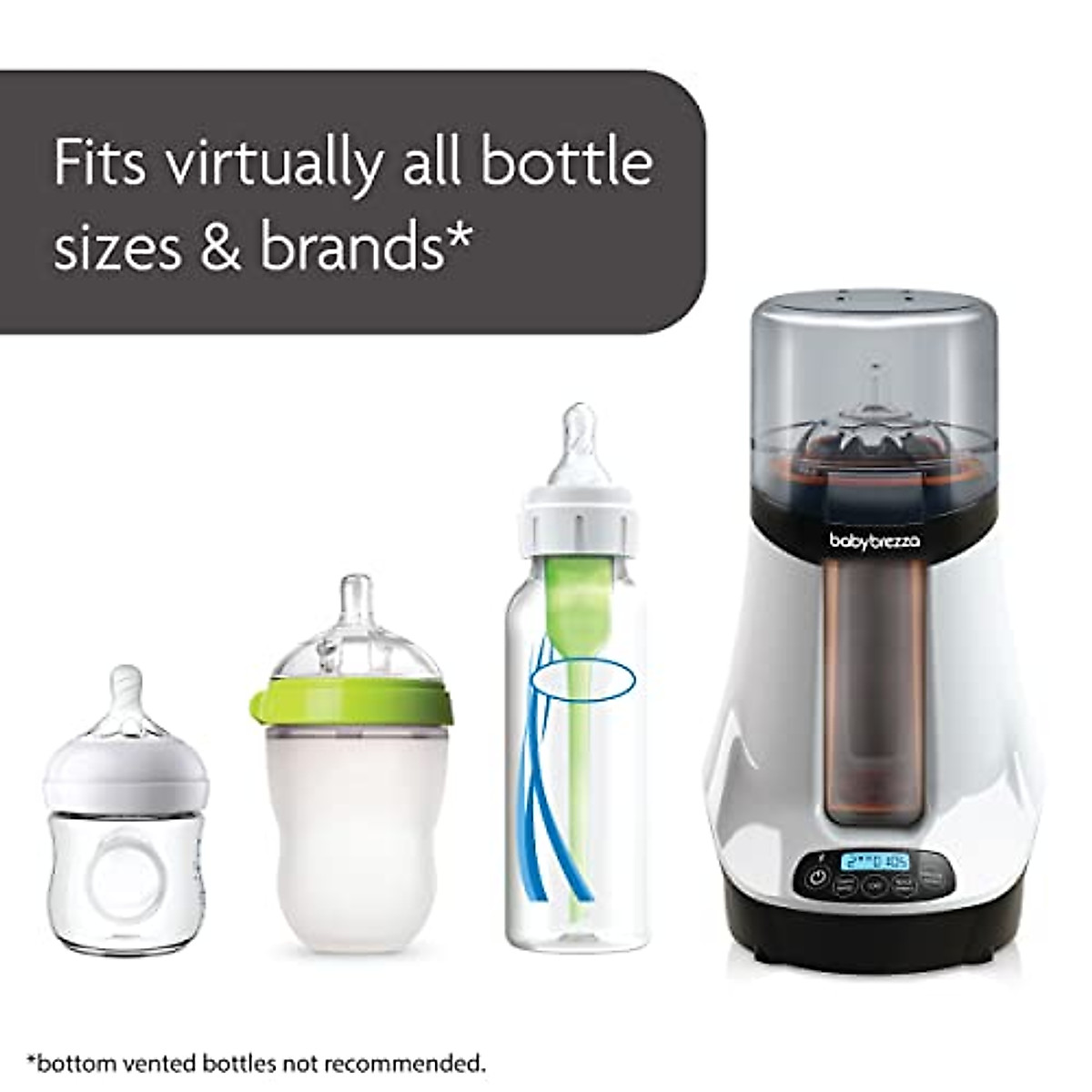 Baby Brezza Safe & Smart Electric Baby Bottle Warmer, Breastmilk Warmer + Baby Food Warmer + Defroster - Universal Warmer Fits All Feeding Bottles: Glass + Plastic – Wireless Bluetooth Control