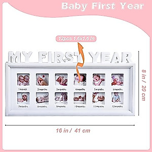 MICKYU My First Year Baby Picture Frame - First Mothers Day Gifts for New Mom - Personalized Baby Gifts Monthly Milestone Frame (White)